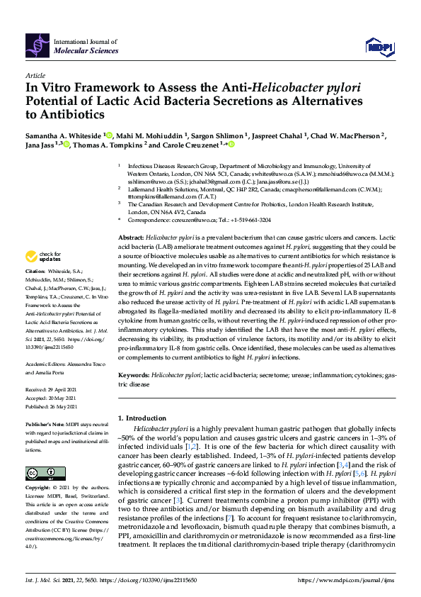(PDF) In Vitro Framework to Assess the Anti-Helicobacter pylori ...
