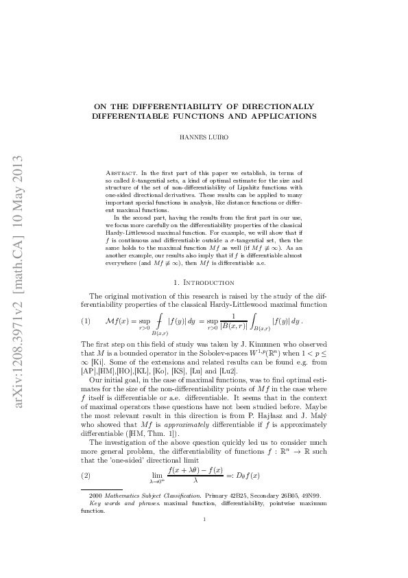 (PDF) On the size of the set of non-differentiability points of maximal ...
