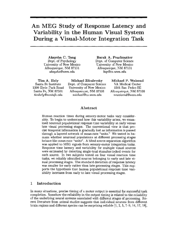 (PDF) An MEG Study of Response Latency and Variability in the Human Visual System During a ...