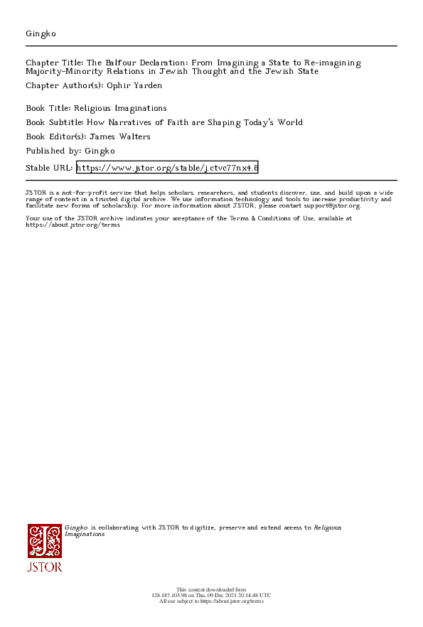 (PDF) The Balfour Declaration: From Imagining a State to Re-imagining ...