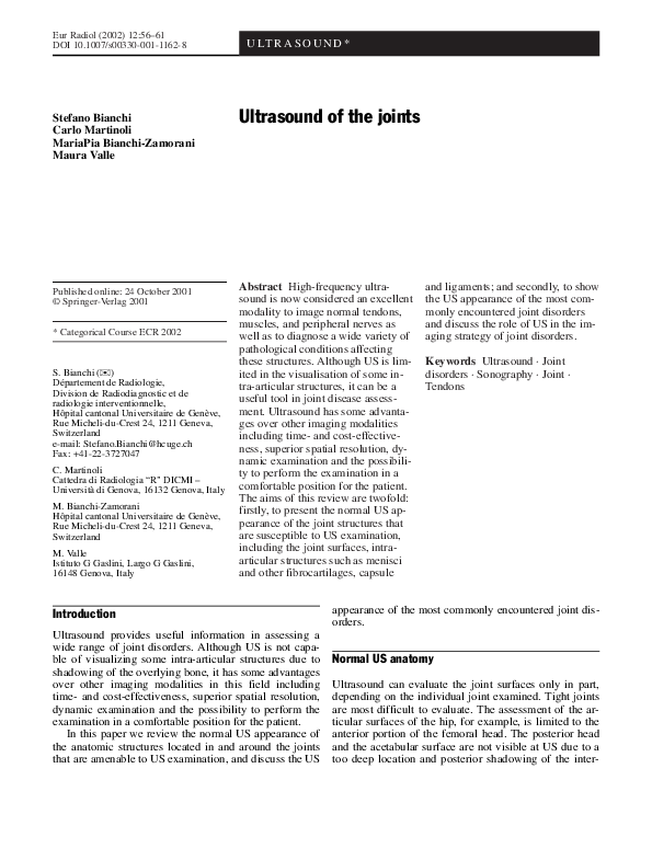 (PDF) Ultrasound of the joints