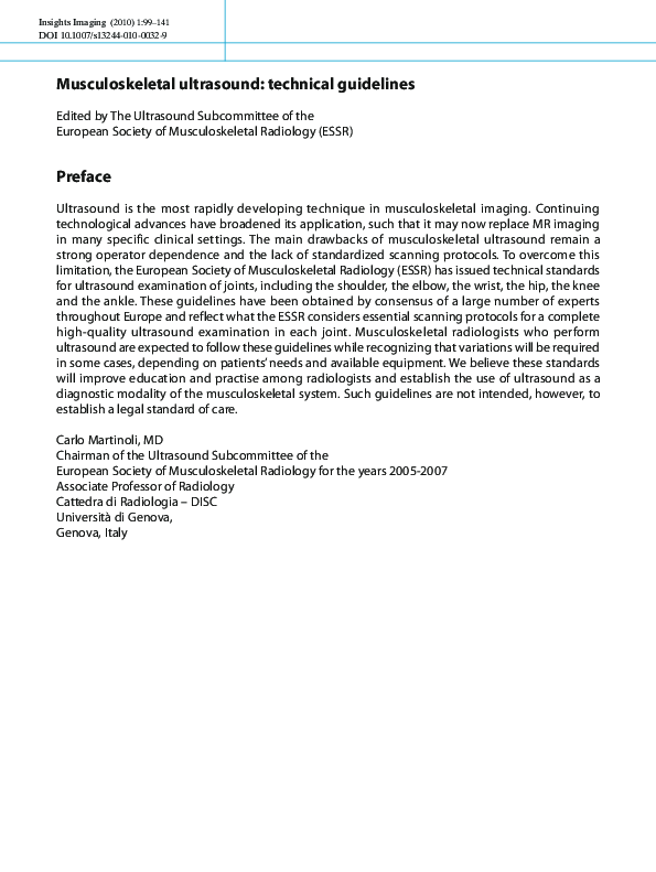(PDF) Musculoskeletal ultrasound: technical guidelines