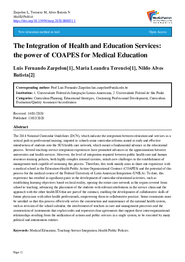 (PDF) The Integration of Health and Education Services: the power of ...