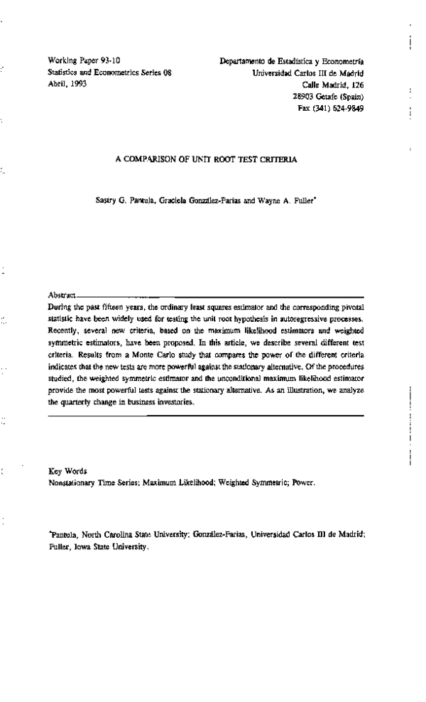 (PDF) A comparison of unit-root test criteria