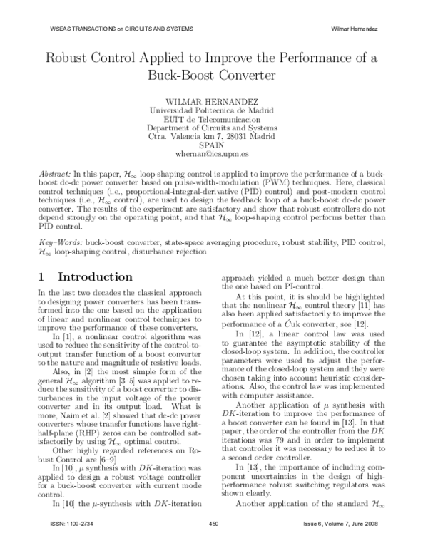 (PDF) Robust control applied to improve the performance of a buck-boost ...