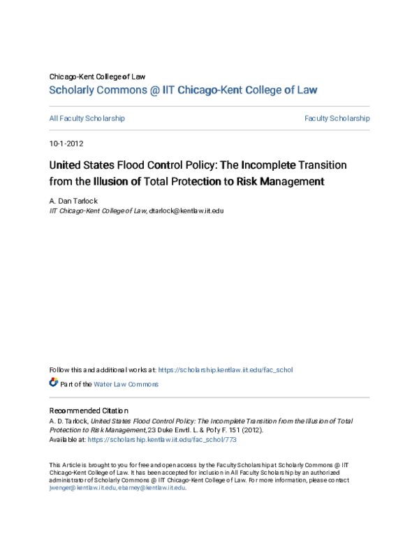 (PDF) United States Flood Control Policy: The Incomplete Transition ...