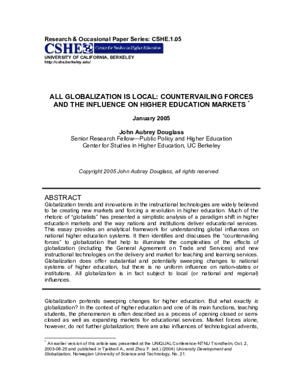 (PDF) How all globalization is local: countervailing forces and their ...