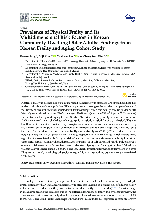 (PDF) Prevalence of Physical Frailty and Its Multidimensional Risk ...