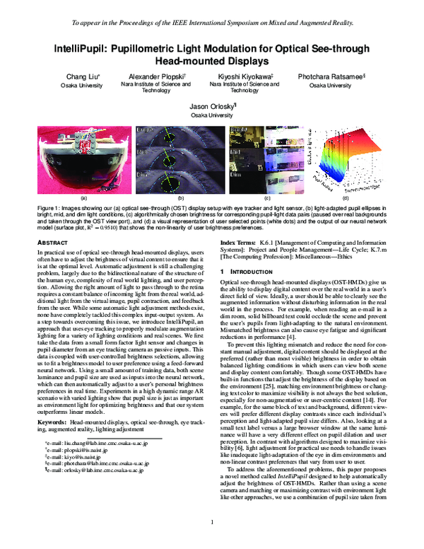(PDF) IntelliPupil: Pupillometric Light Modulation for Optical See-Through Head-Mounted Displays