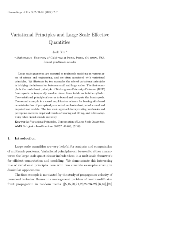 (PDF) Variational Principles and Large Scale Effective Quantities