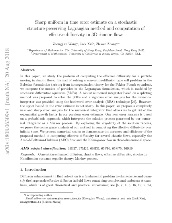 Pdf Sharp Uniform In Time Error Estimate On A Stochastic Structure