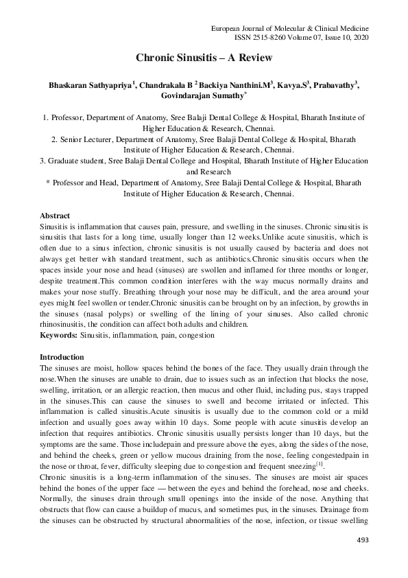 (PDF) Chronic Sinusitis – A Review