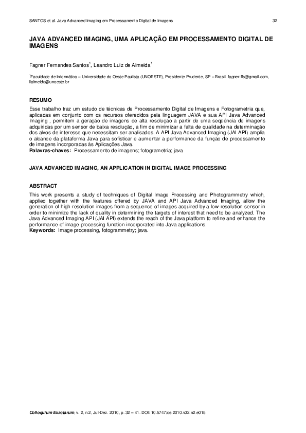 (PDF) Java Advanced Imaging, Uma Aplicação Em Processamento Digital De ...
