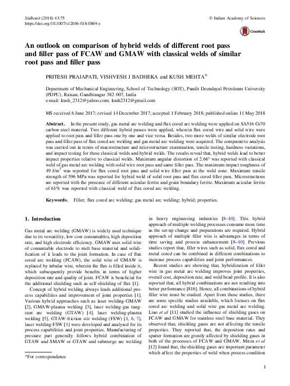(PDF) An outlook on comparison of hybrid welds of different root pass ...