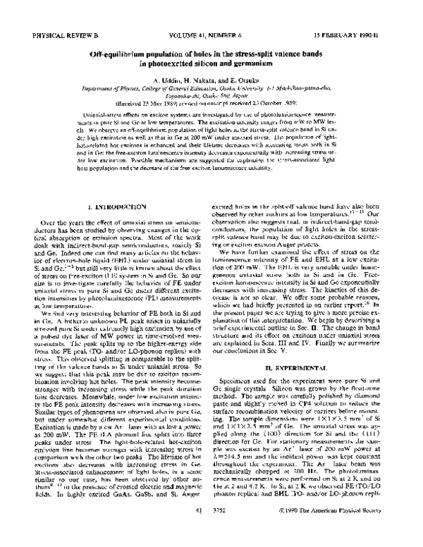 (PDF) Off-equilibrium population of holes in the stress-split valence ...