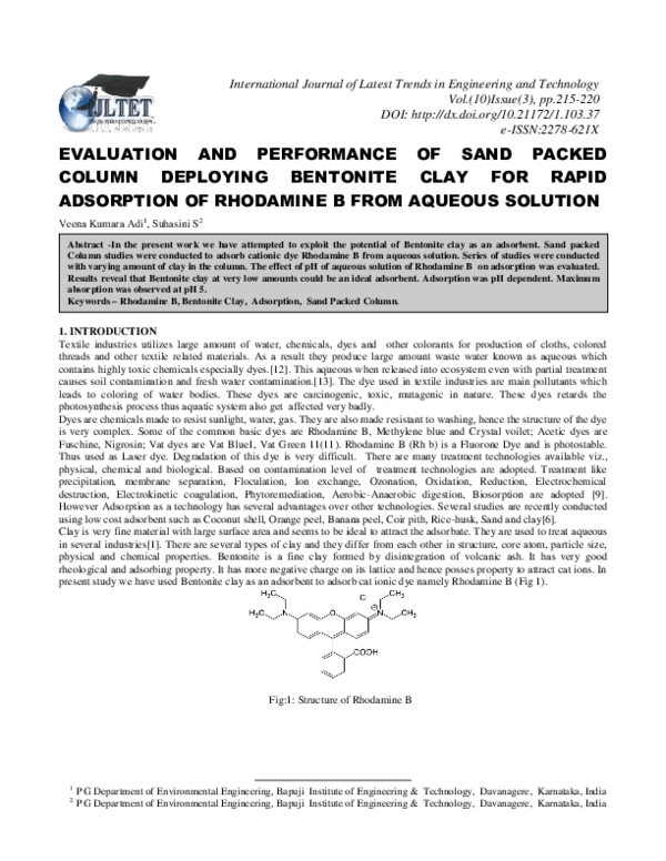 (PDF) Evaluation and Performance of Sand Packed Column Deploying ...