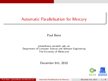 (PDF) Automatic Parallelisation for Mercury