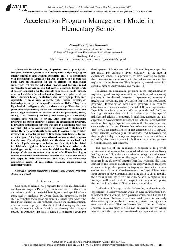 (PDF) Acceleration Program Management Model in Elementary School