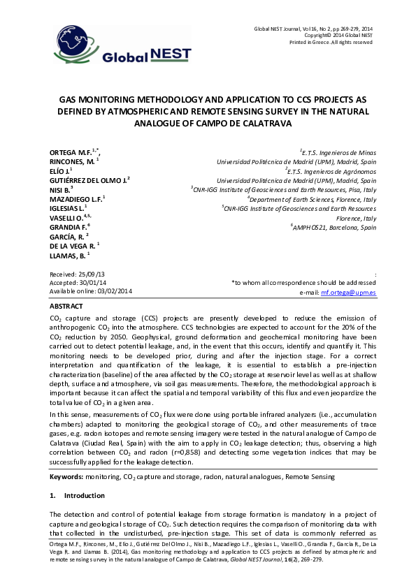 (PDF) Gas monitoring methodology and application to CCS projects as ...