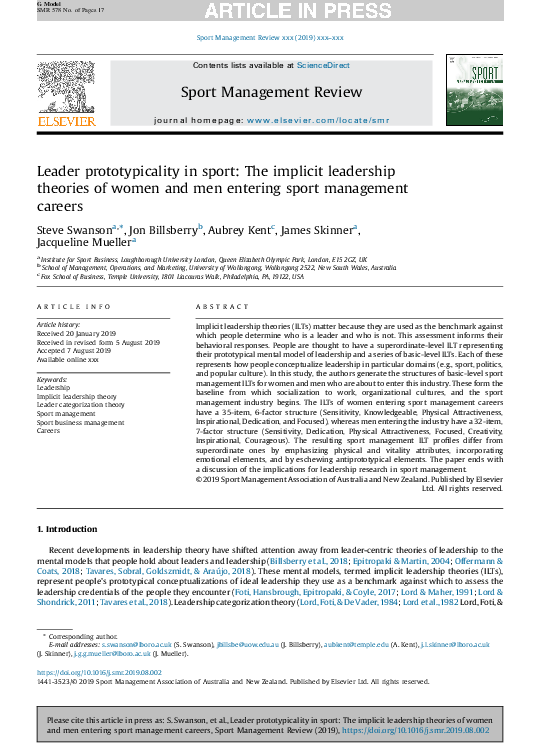 (PDF) Leader prototypicality in sport: The implicit leadership theories ...
