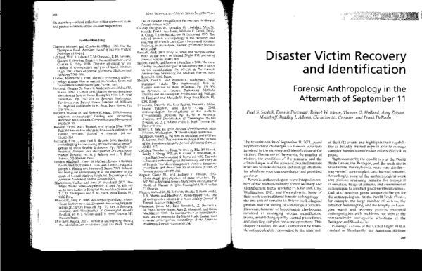 (PDF) Disaster victim recovery and identification: forensic ...