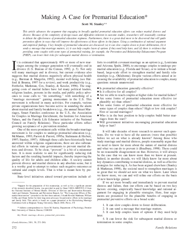 (PDF) Making A Case for Premarital Education*
