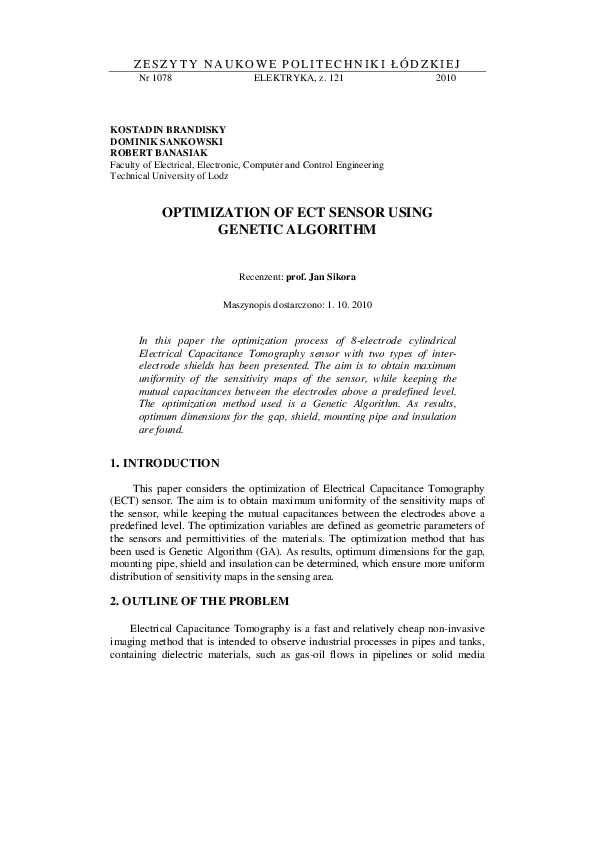 (PDF) Optimization of ECT sensor using genetic algorithm