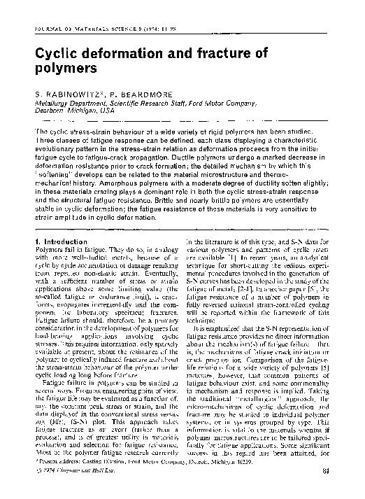 (PDF) Cyclic deformation and fracture of polymers