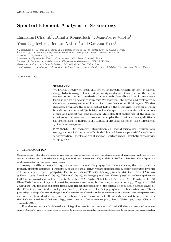 Pdf The Spectral Element Method An Efficient Tool To Simulate The