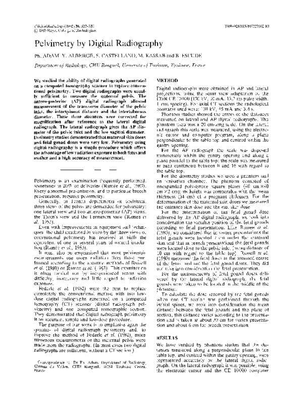 (PDF) Pelvimetry by digital radiography