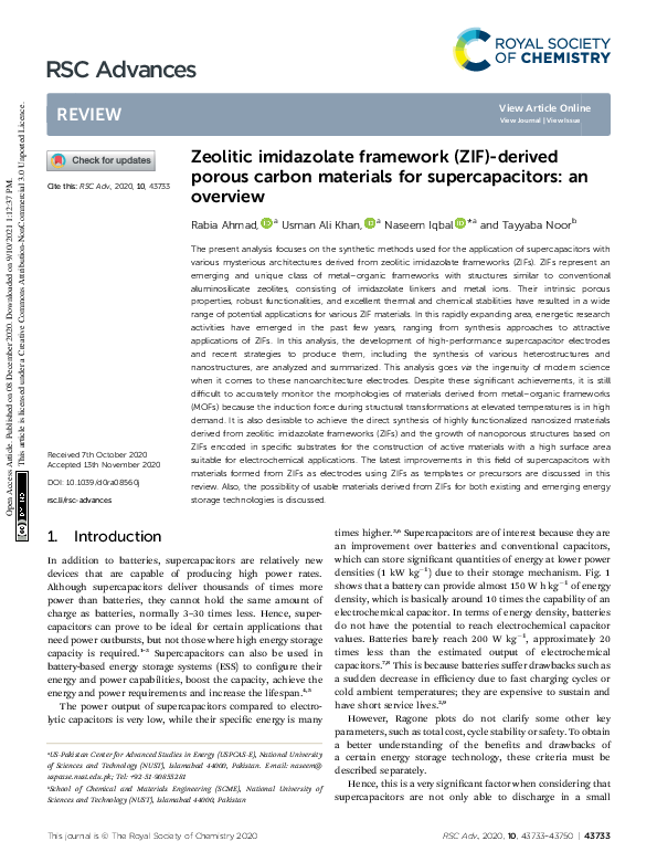 (PDF) Zeolitic imidazolate framework (ZIF)-derived porous carbon materials for supercapacitors ...