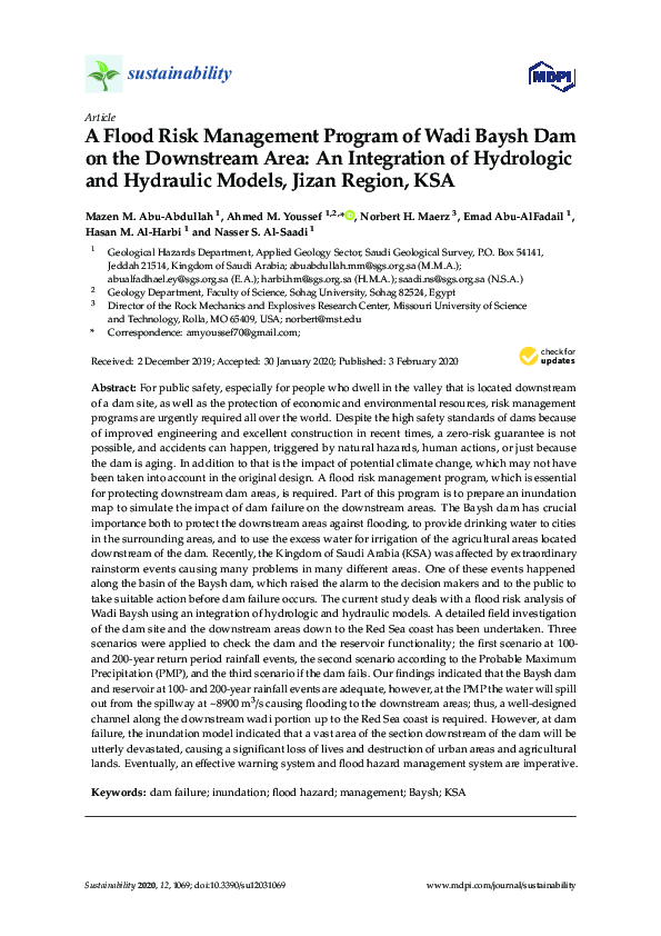 (PDF) A Flood Risk Management Program of Wadi Baysh Dam on the ...