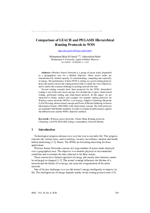 Pdf Comparison Of Leach And Pegasis Hierarchical Routing Protocols In Wsn