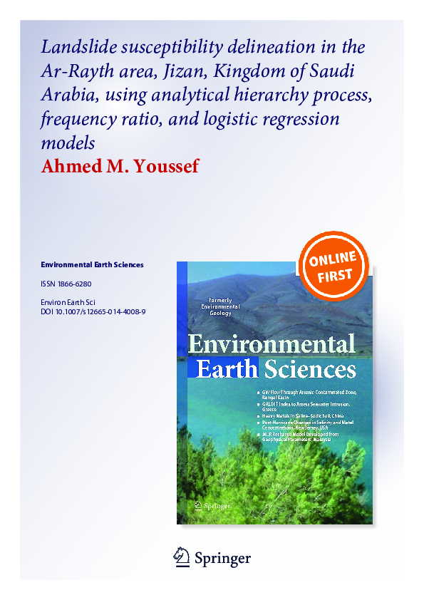 (PDF) Landslide susceptibility delineation in the Ar-Rayth area, Jizan, Kingdom of Saudi Arabia ...