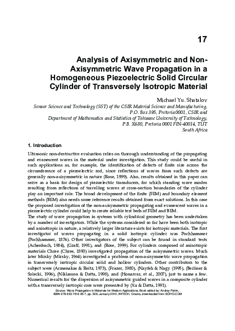 (PDF) Analysis of Axisymmetric and Non-Axisymmetric Wave Propagation in a Homogeneous ...