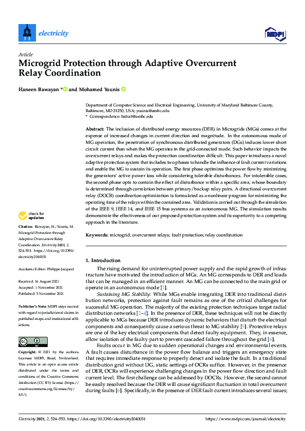 Pdf Microgrid Protection Through Adaptive Overcurrent Relay Coordination