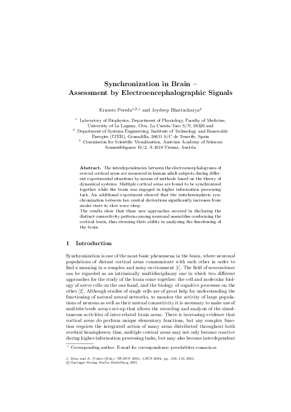 (PDF) Synchronization in Brain — Assessment by Electroencephalographic ...