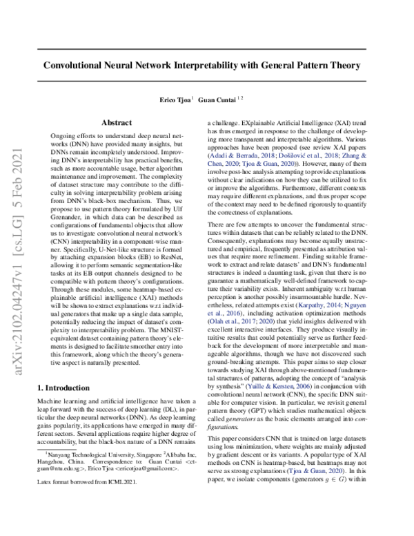 Pdf Convolutional Neural Network Interpretability With General Pattern Theory Erico Tjoa