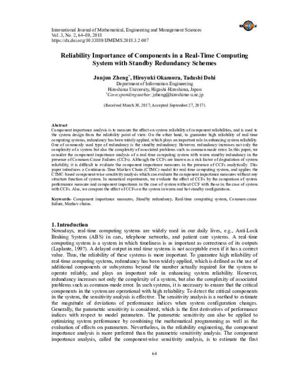 (PDF) Reliability Importance of Components in a Real-Time Computing ...