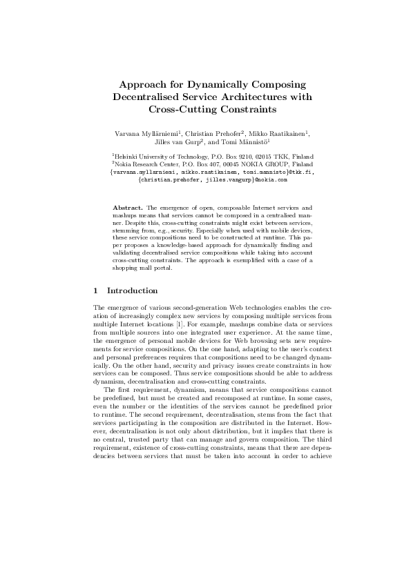 (PDF) Approach for Dynamically Composing Decentralised Service Architectures with Cross-Cutting ...