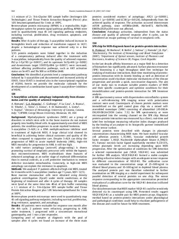 (PDF) 130 SPR chip for MDS diagnosis based on protein-protein interaction