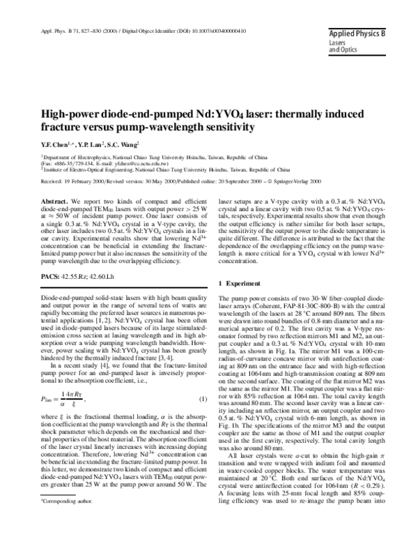 (PDF) High-power diode-end-pumped Nd:YVO4 laser: thermally induced ...