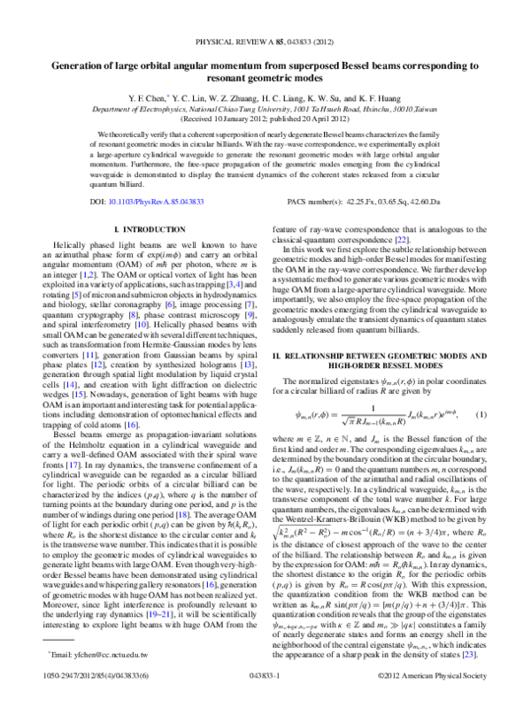 Pdf Generation Of Large Orbital Angular Momentum From Superposed