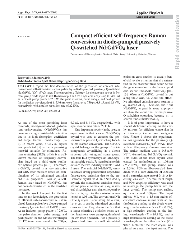 (PDF) Compact efficient self-frequency Raman conversion in diode-pumped ...