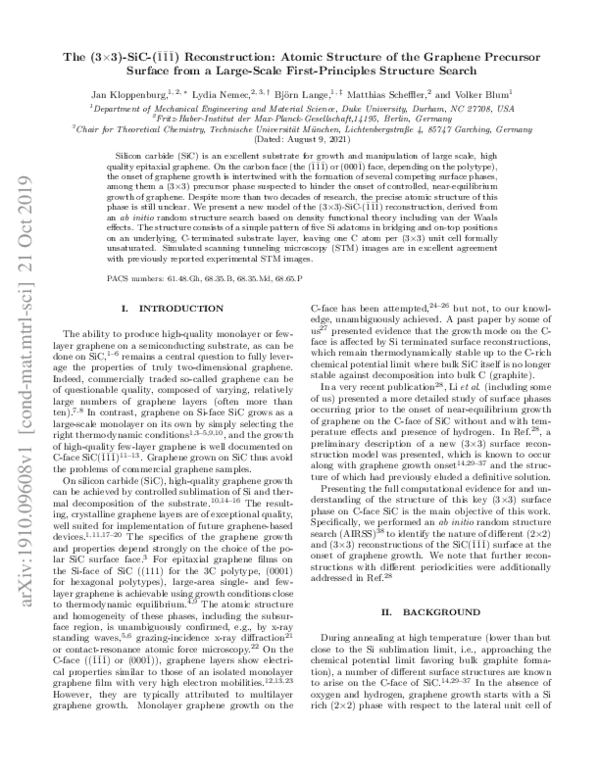 (PDF) (3x3)-SiC-(111) Structure for Graphene Growth
