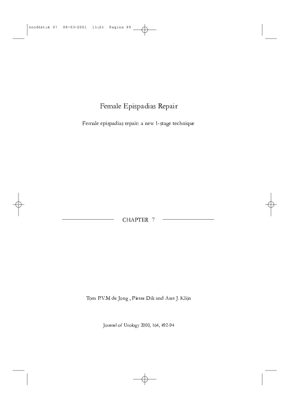(PDF) Female Epispadias Repair: A New 1-STAGE Technique