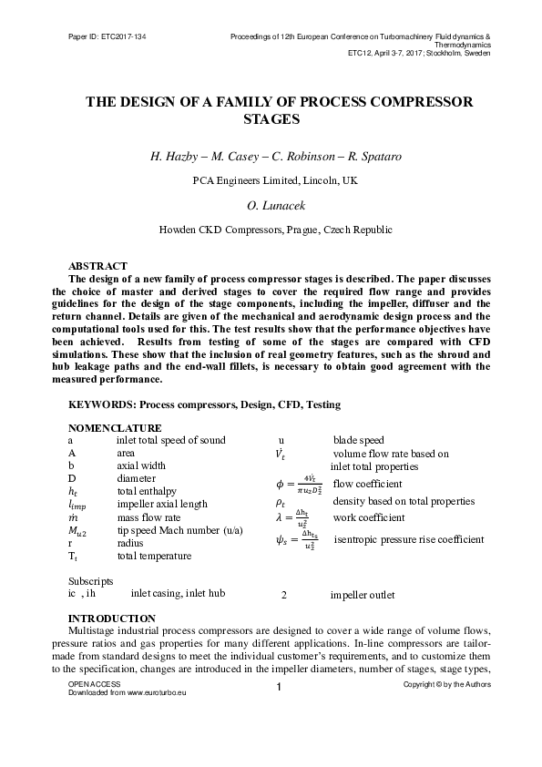 (PDF) The Design of a Family of Process Compressor Stages
