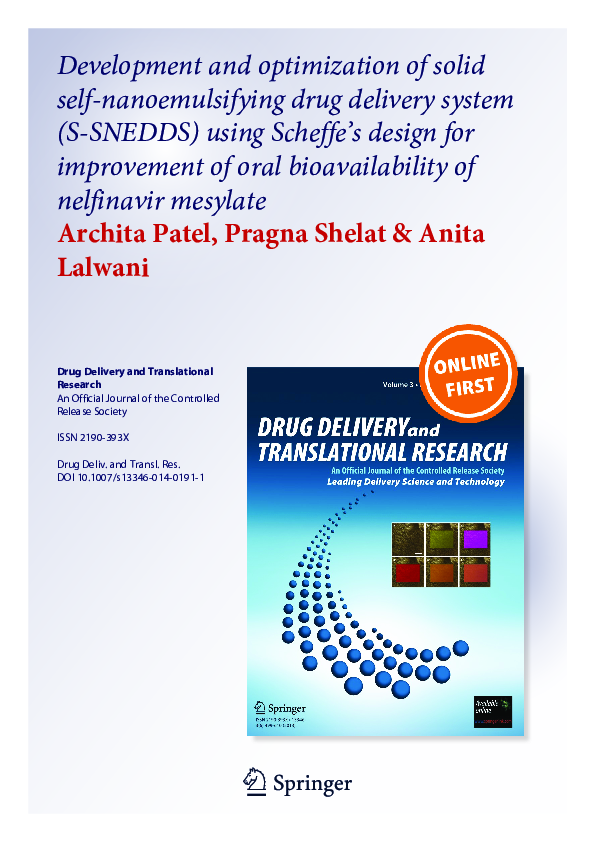 (PDF) Development and optimization of solid self nanoemulsifying drug ...
