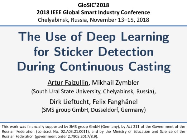 (PDF) Use of Deep Learning for Sticker Detection During Continuous Casting