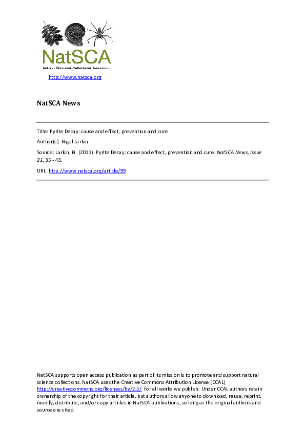 (PDF) Pyrite Decay: cause and effect, prevention and cure